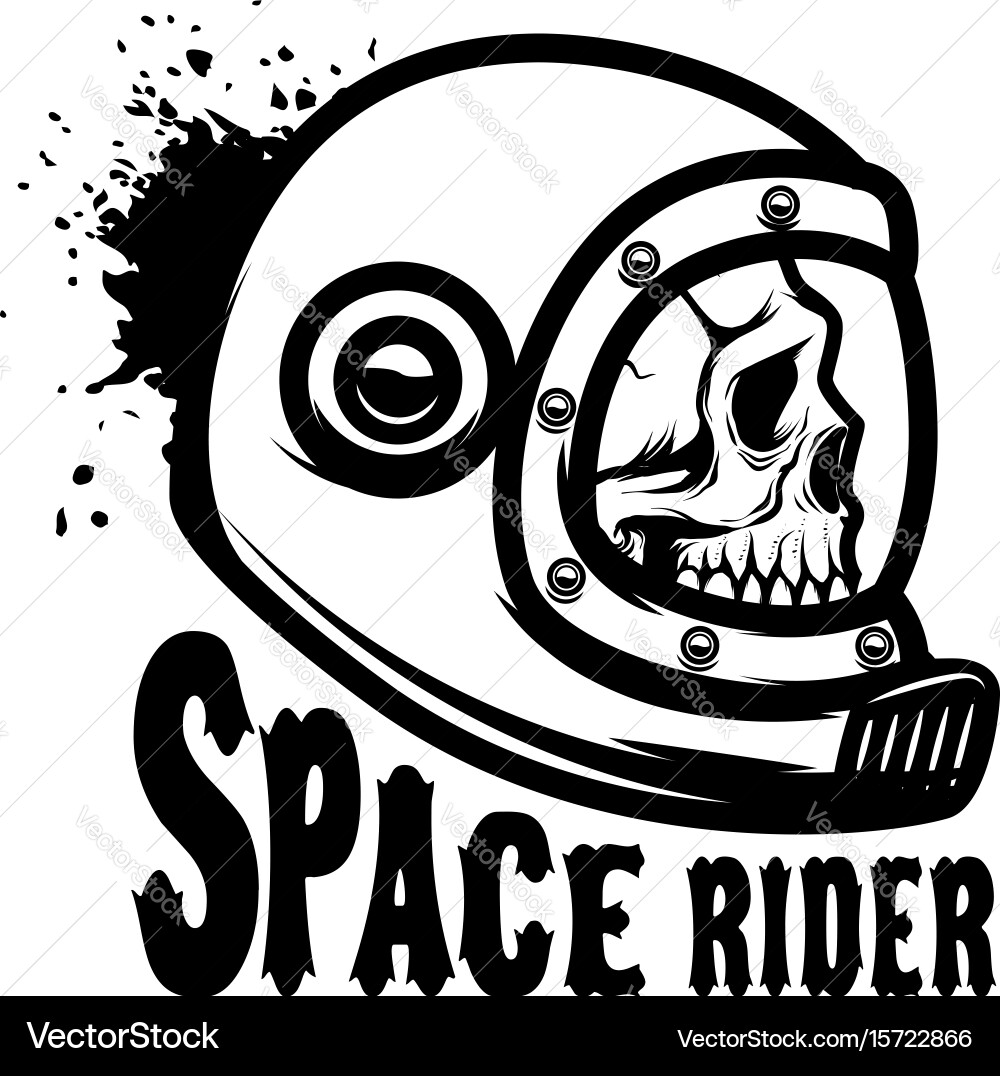 Space rider human skull in spaceman helmet design Vector Image