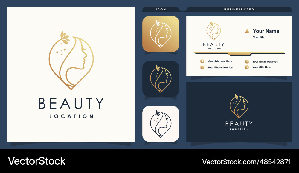 Beauty logo with modern pin location concept Vector Image