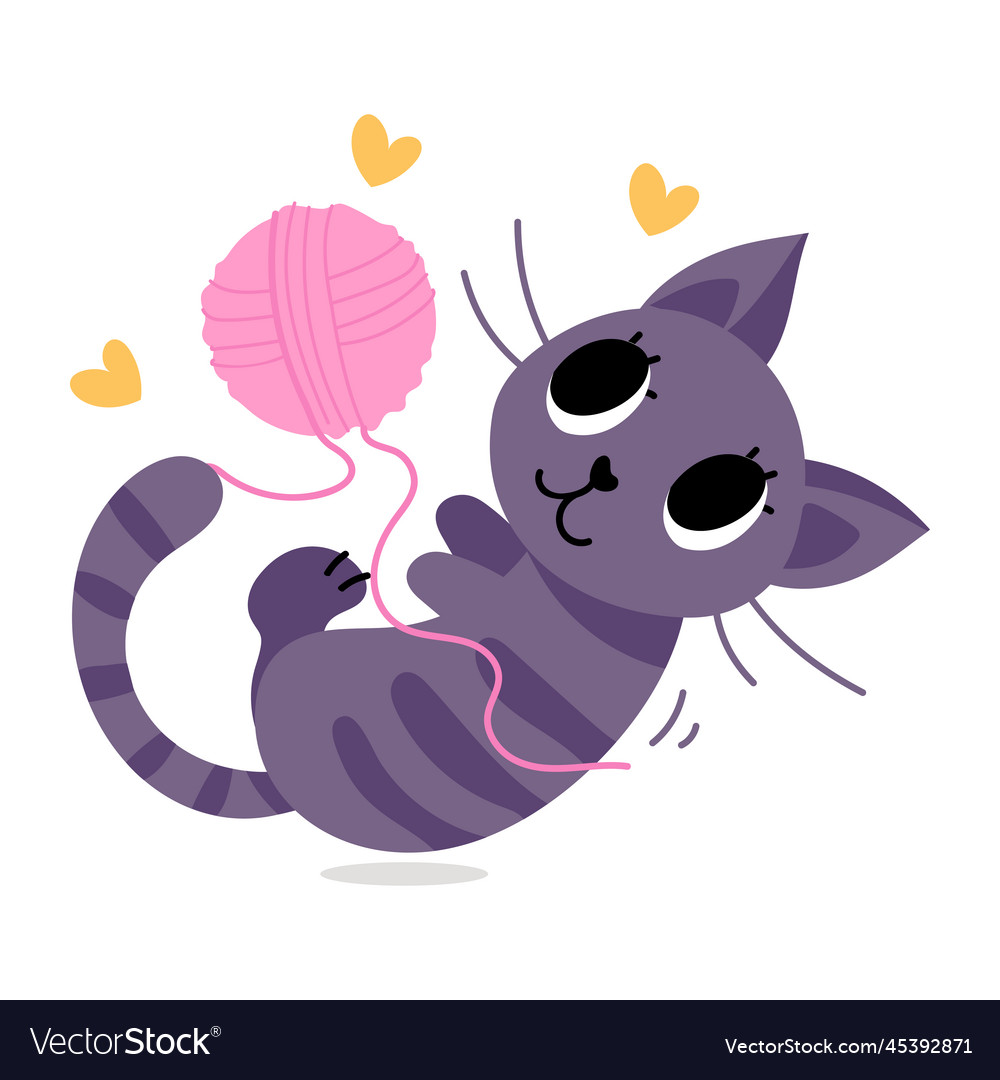 Cat playing Royalty Free Vector Image - VectorStock
