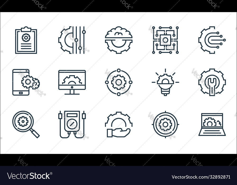 Engineering line icons linear set quality line Vector Image