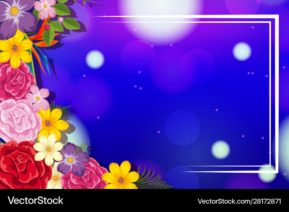 Frame template design with colorful flowers Vector Image