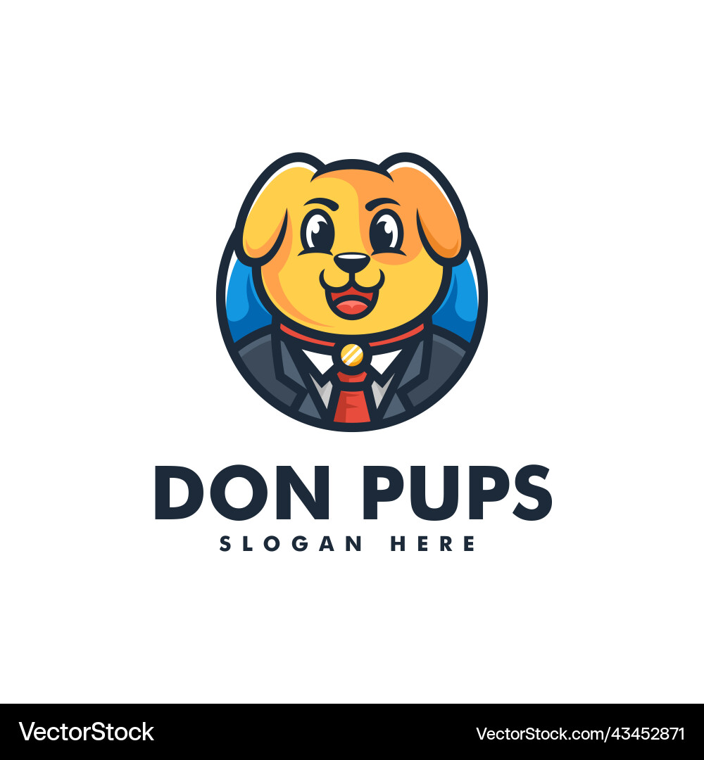 Logo don pups mascot cartoon style Royalty Free Vector Image