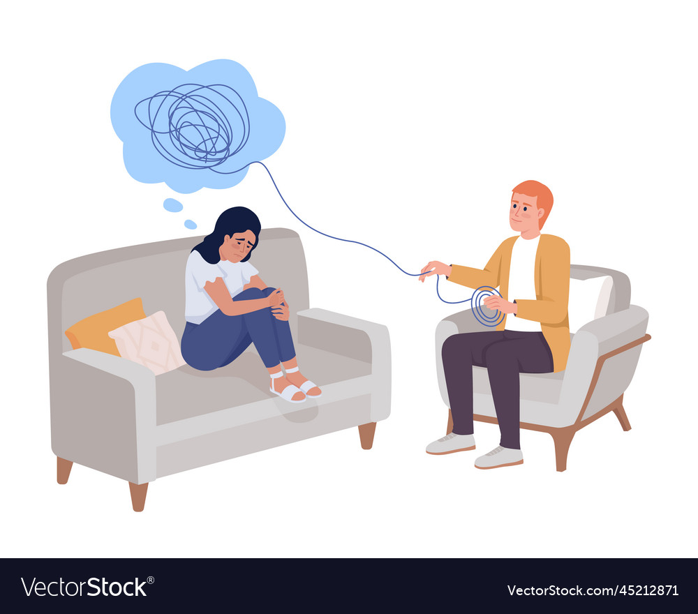 Psychotherapy session semi flat color characters Vector Image Psychotherapy session semi flat color characters Vector Image