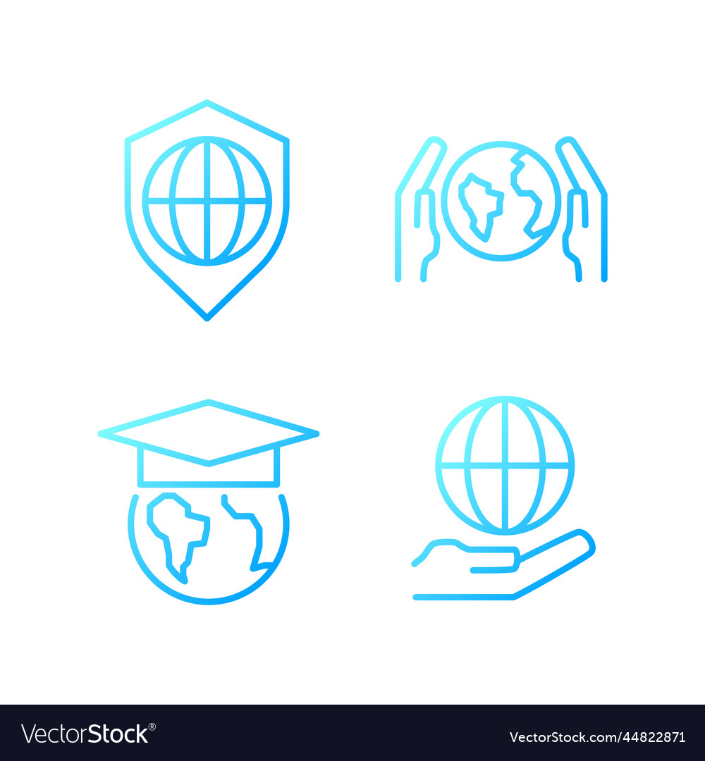 Save planet pixel perfect gradient linear icons Vector Image