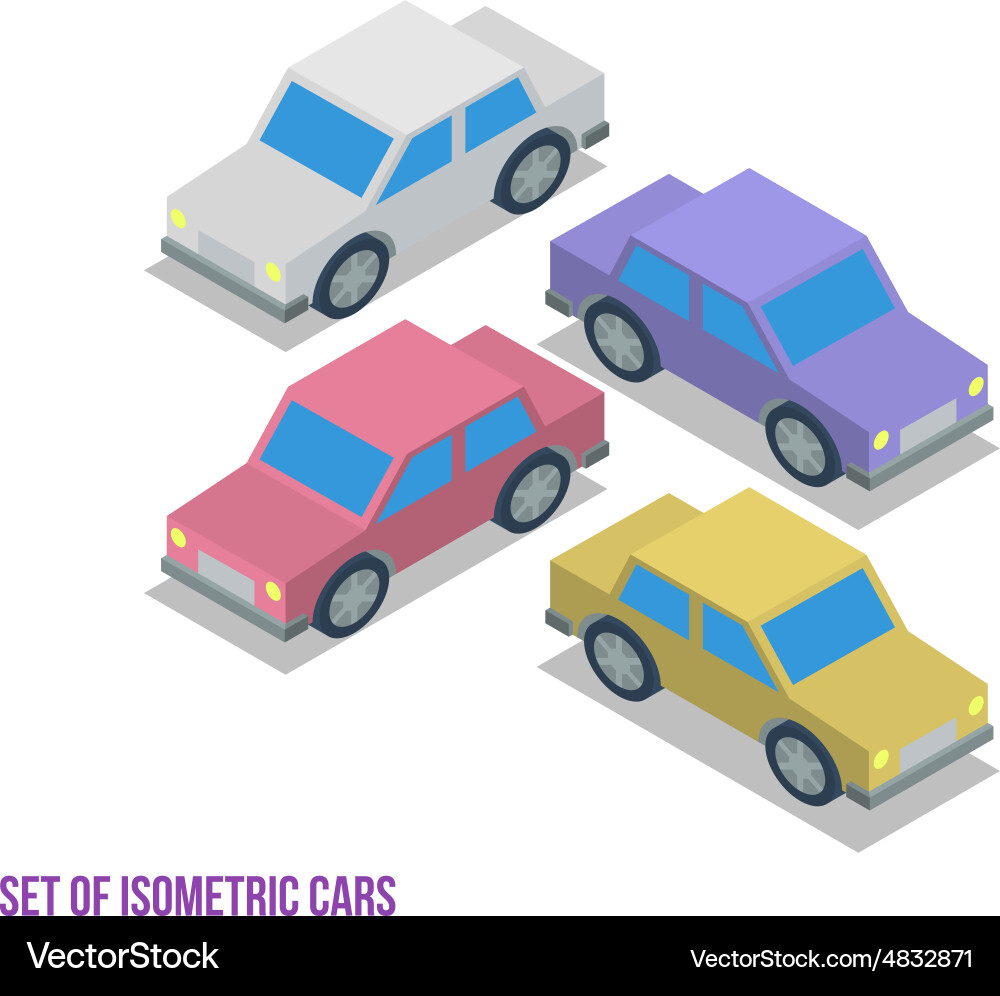 Set of isometric cars Royalty Free Vector Image