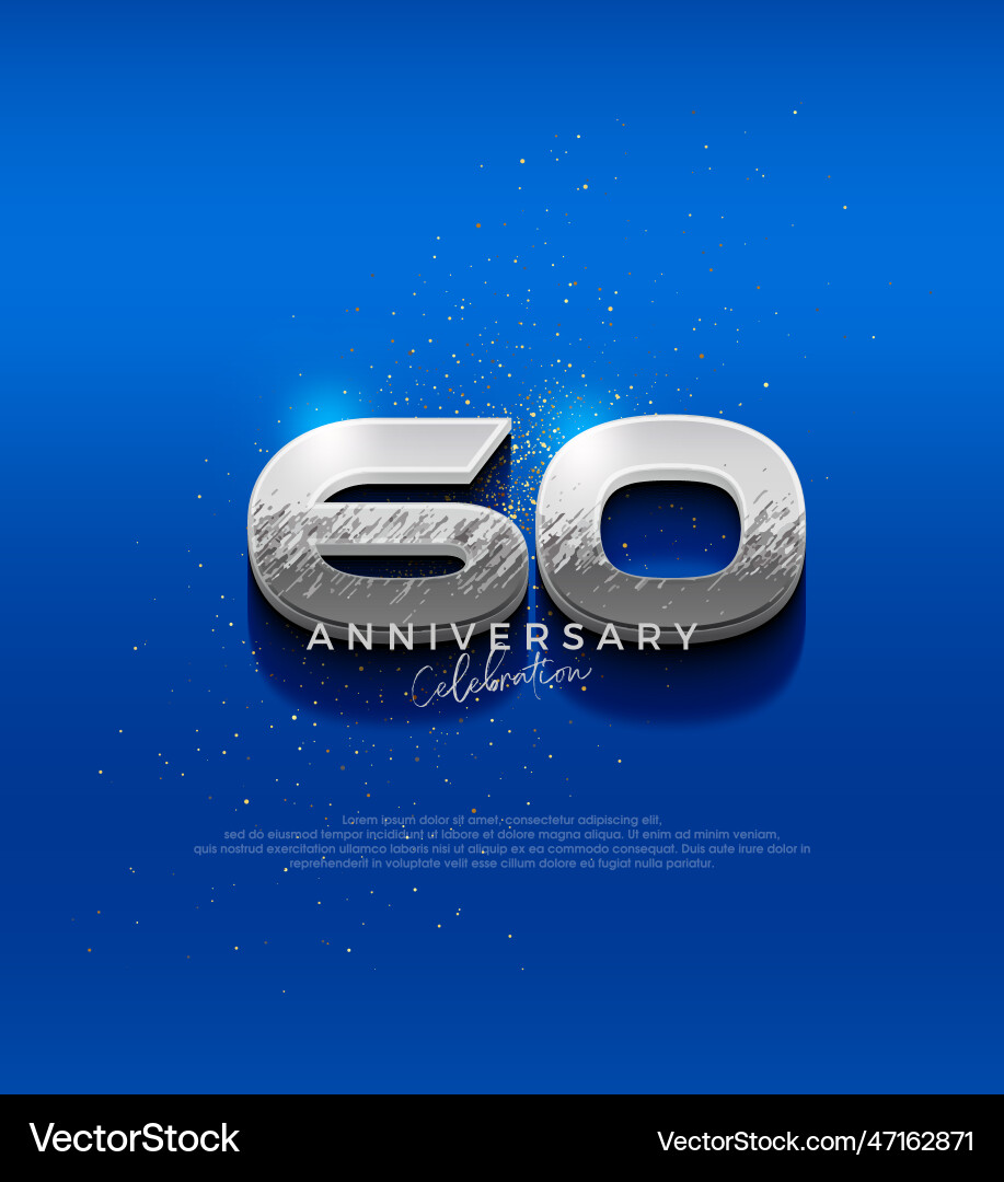 Silver metallic design number 60th anniversary Vector Image