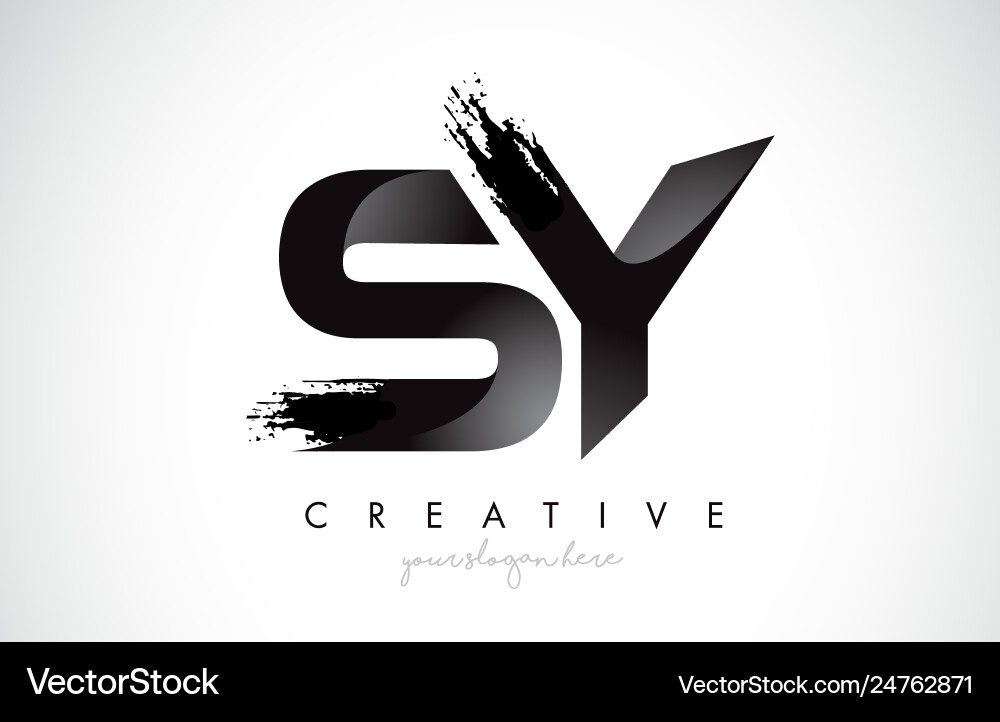 Sy letter design with brush stroke and modern 3d Vector Image