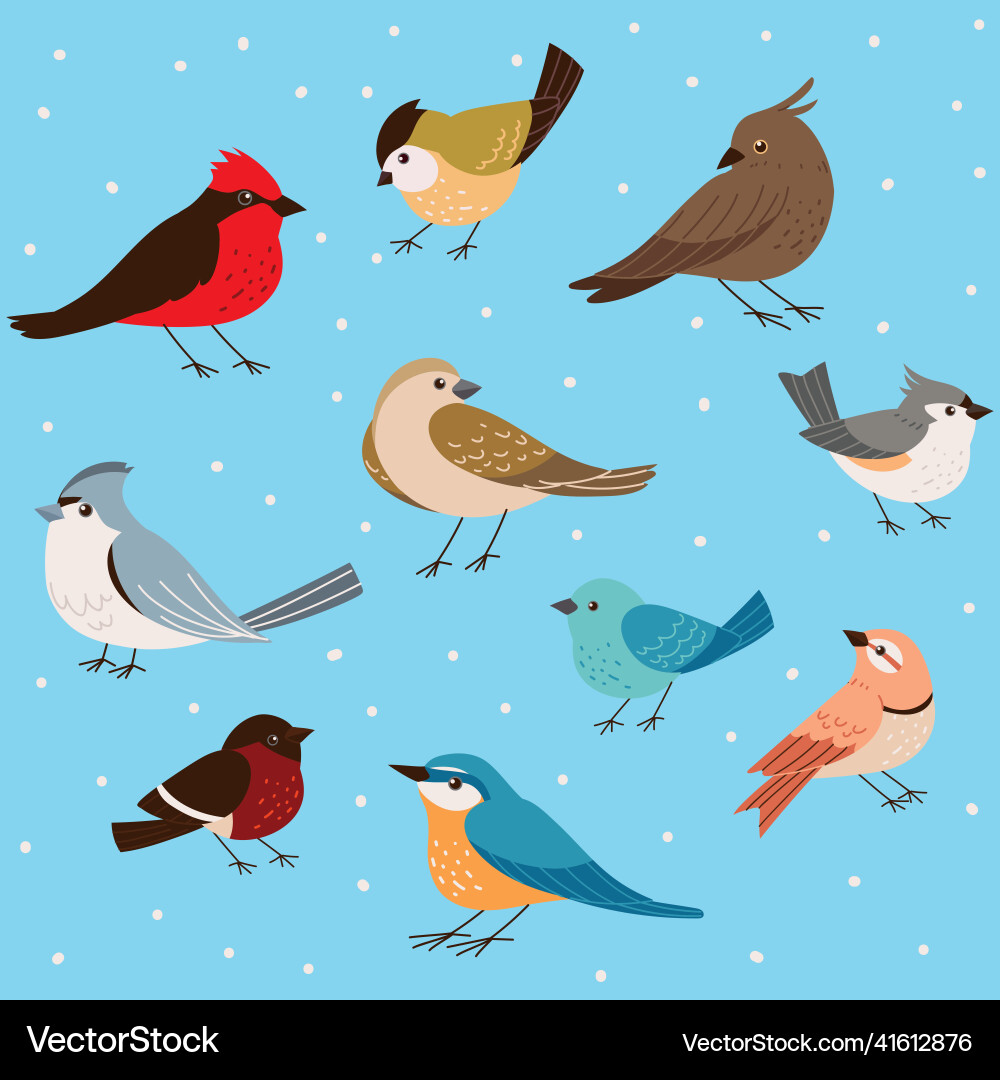 Birds on blue background Royalty Free Vector Image
