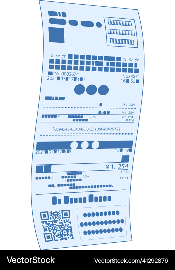 Blue color winding shopping receipt Royalty Free Vector