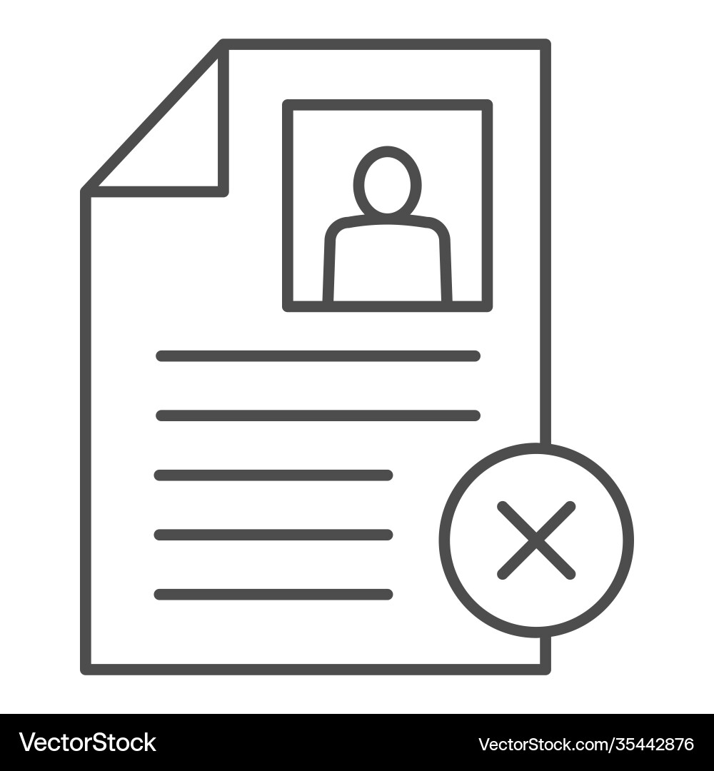 Employee profile with cross thin line icon black Vector Image
