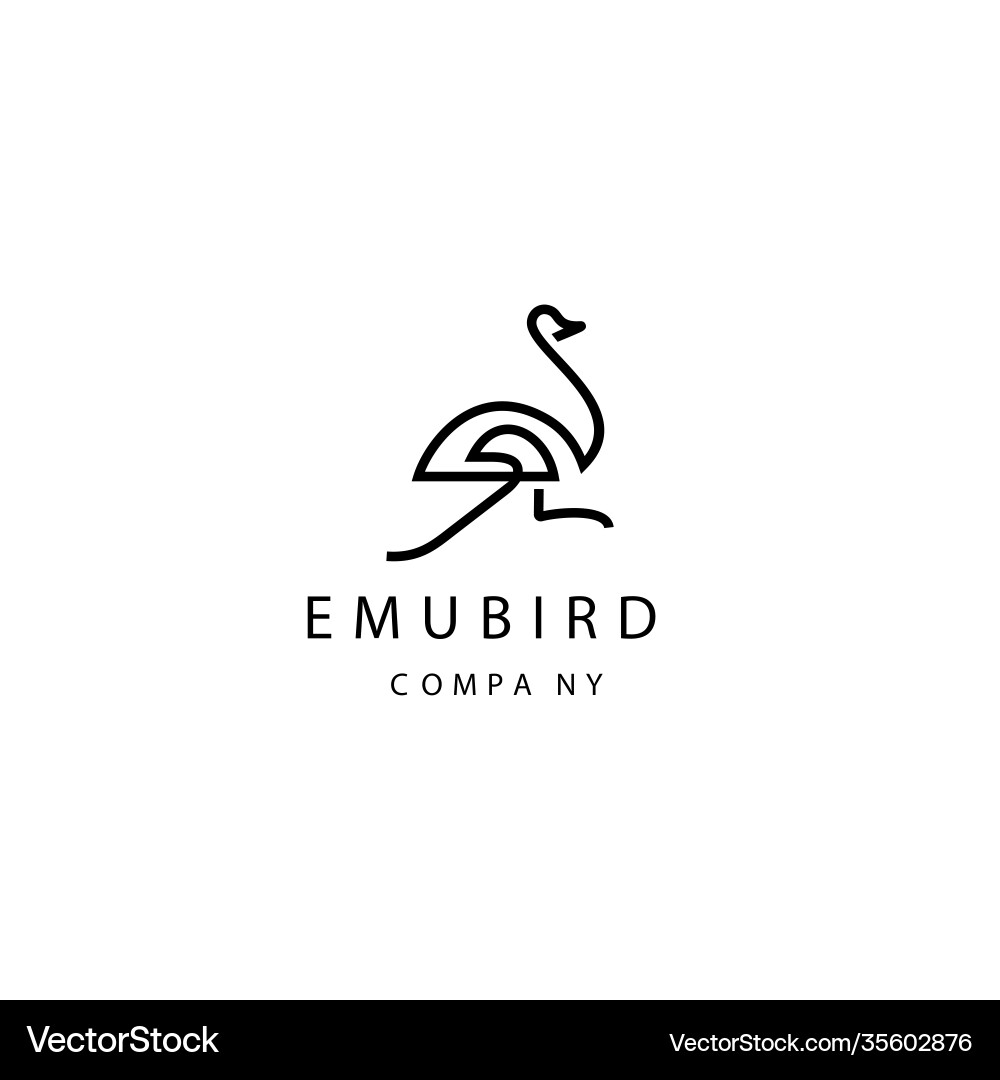 Emu bird line outline logo icon design Royalty Free Vector