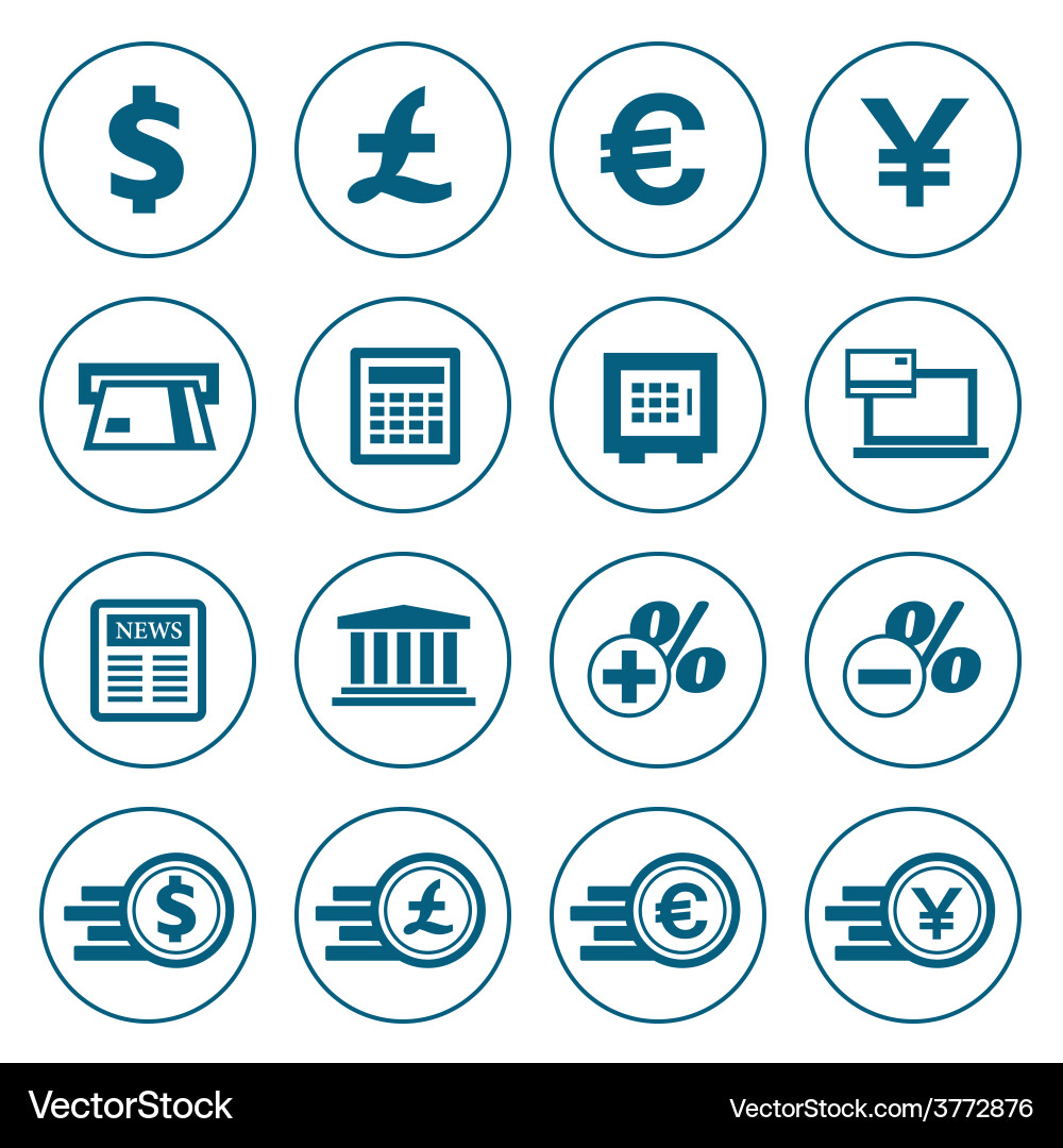 Financial and money icons set Royalty Free Vector Image