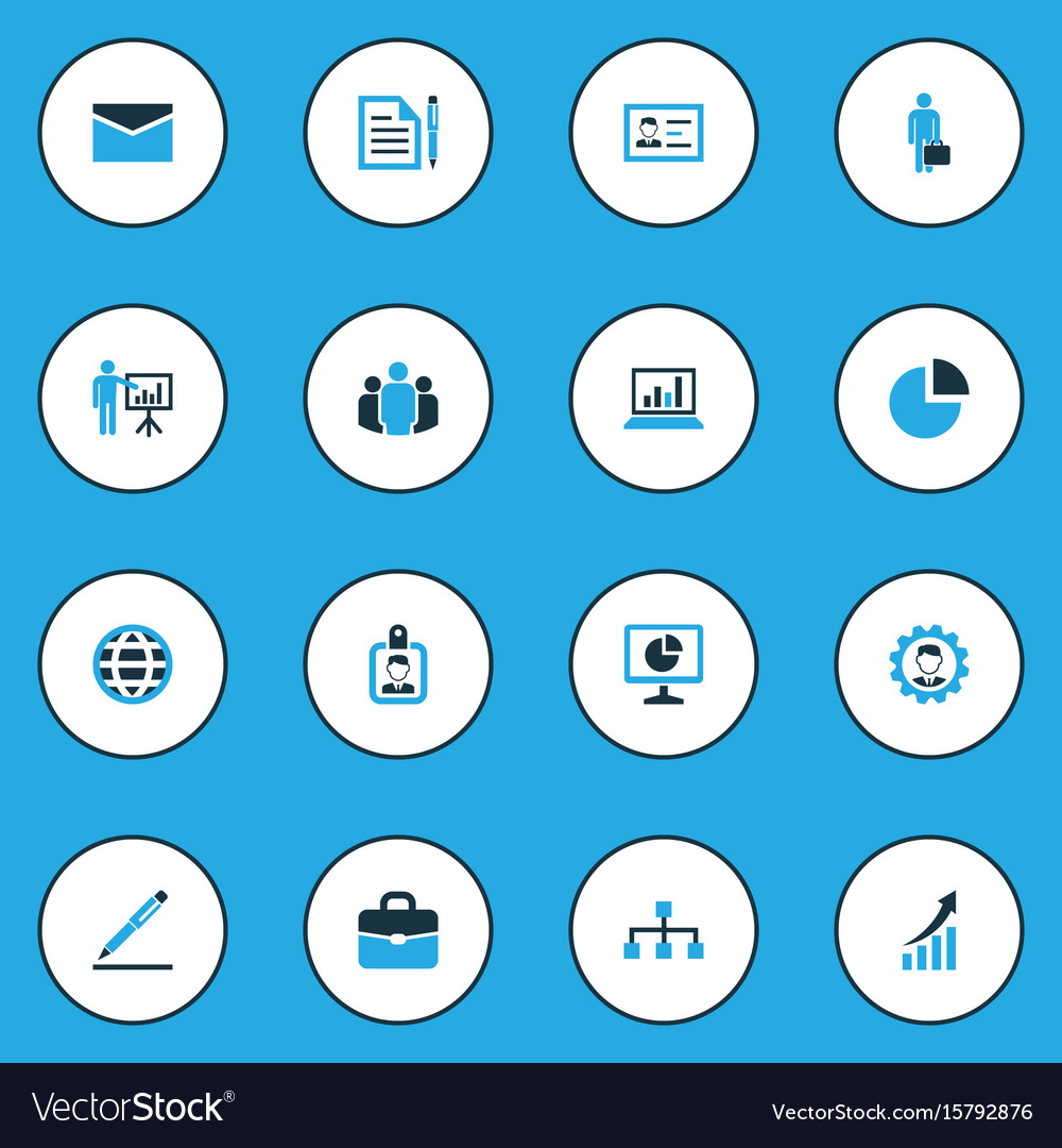 Job colorful icons set collection of analytics Vector Image