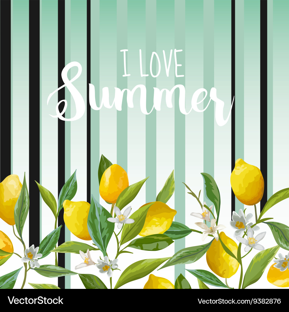 Lemon floral background summer background fruits Vector Image