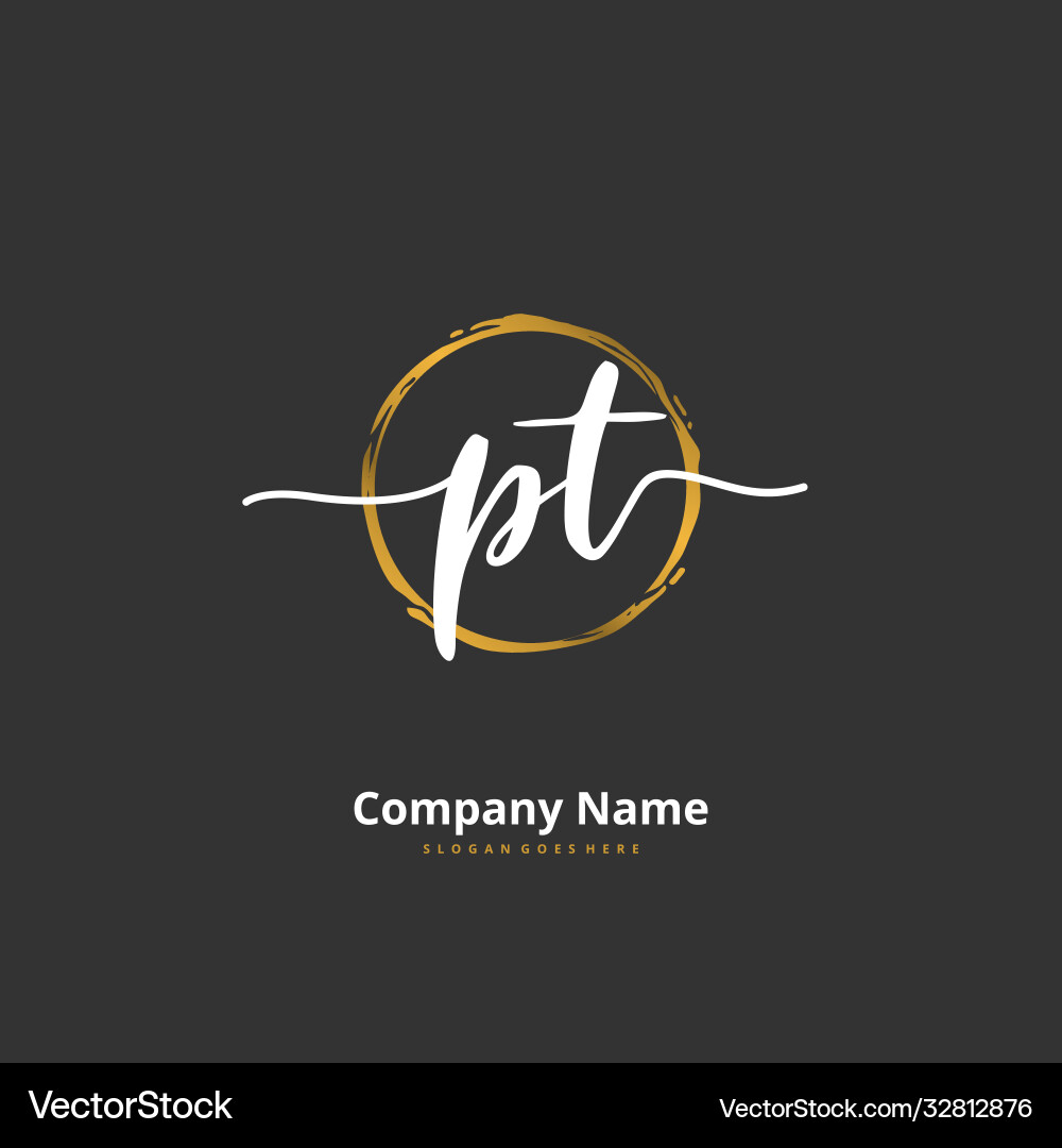 P t pt initial handwriting and signature logo Vector Image