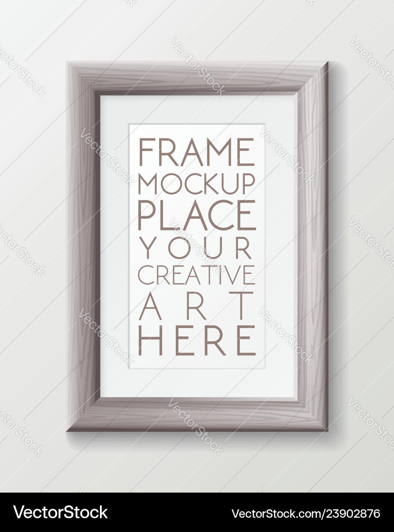 Realistic vertical gray wood frame template Vector Image