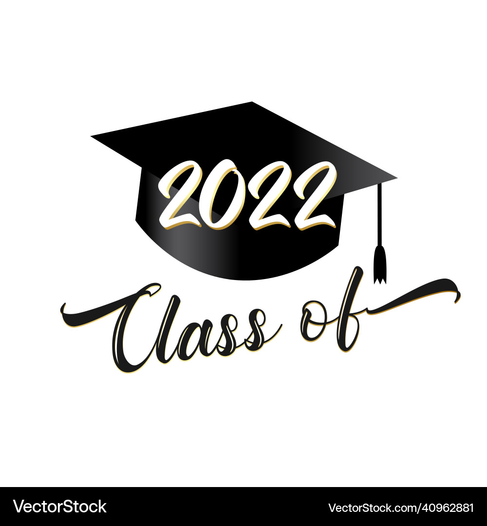 2022 class of graduation square academic cap Vector Image