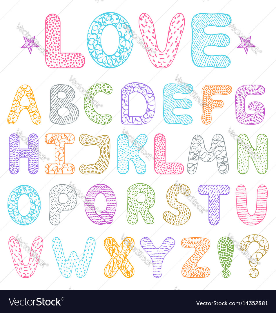 Alphabet on white background Royalty Free Vector Image