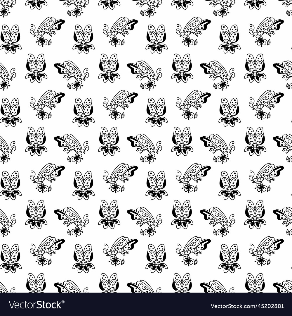 Butterfly pattern cute seamless pattern with two Vector Image