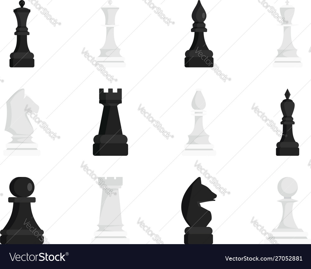 Chess icon set flat style Royalty Free Vector Image
