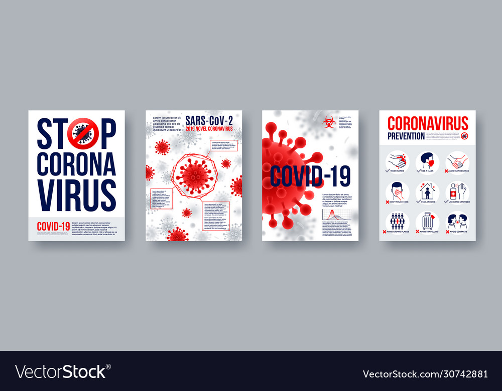 Coronavirus poster set with infographics elements Vector Image