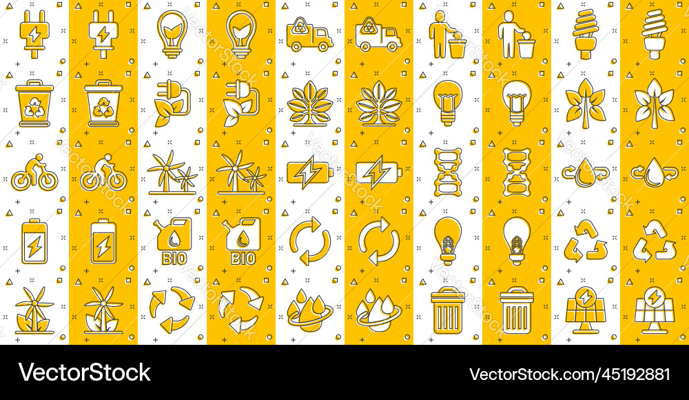Eco environment icons set in comic style ecology Vector Image