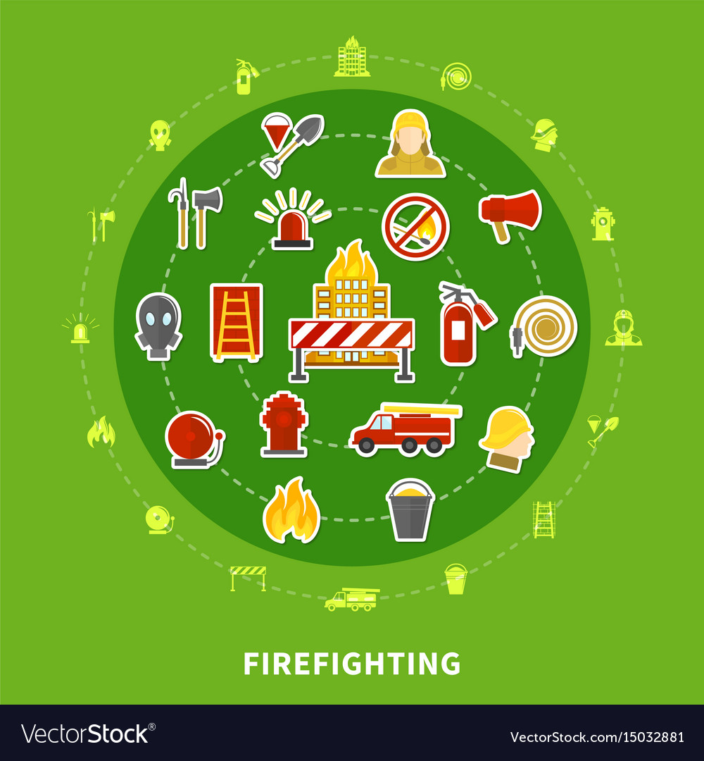 Firefighting flat concept Royalty Free Vector Image