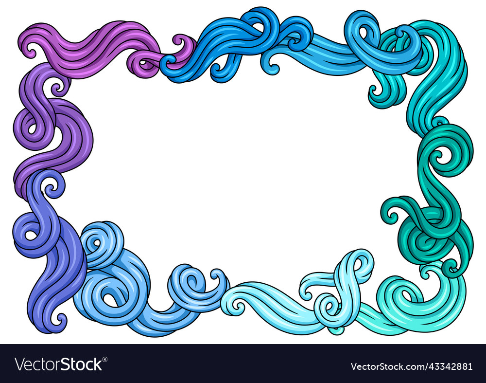 Frame With Wave Line Curls Color Striped Texture Vector Image