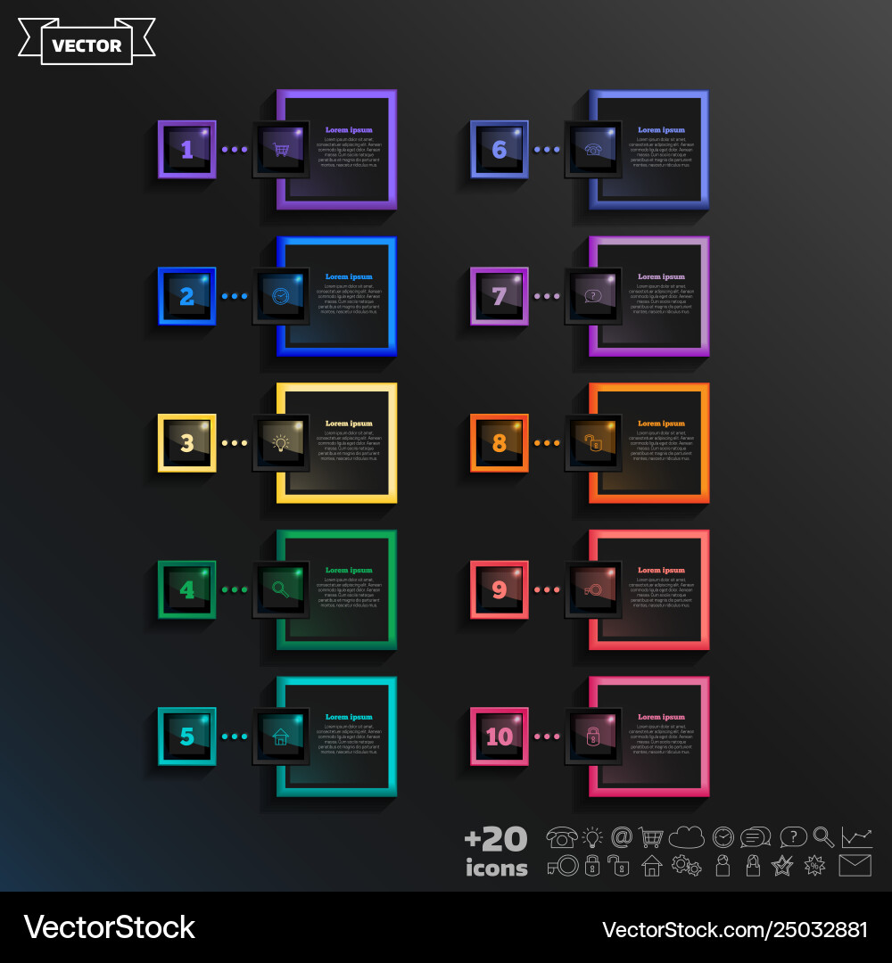 Infographic design list with colorful square Vector Image