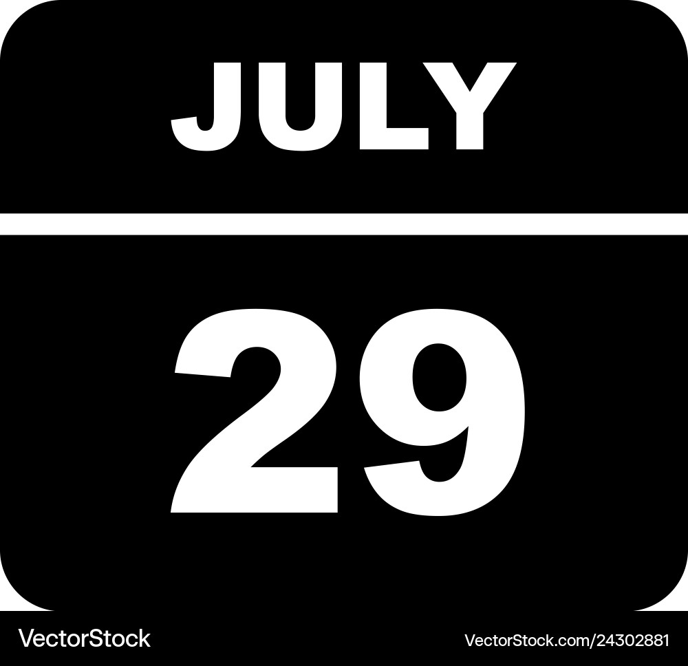 July 29th date on a single day calendar Royalty Free Vector