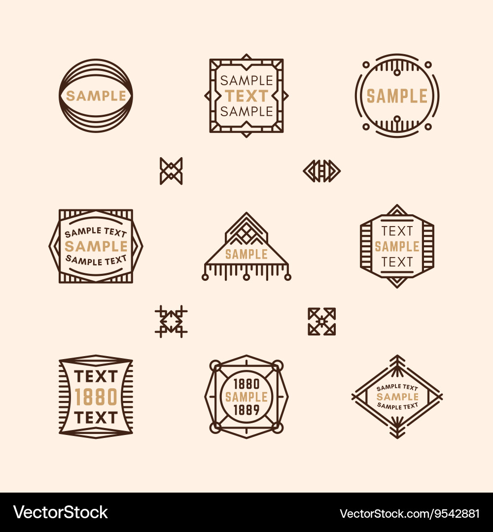 Set of line art decorative geometric frames Vector Image