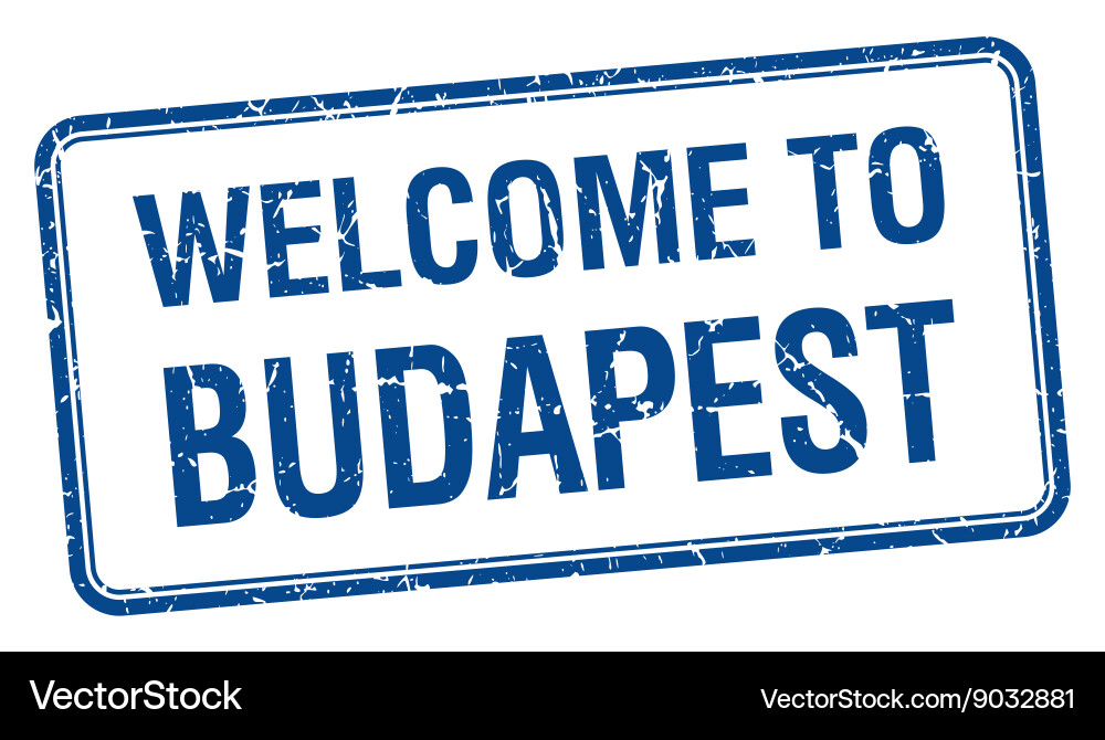 Welcome to budapest blue grunge square stamp Vector Image