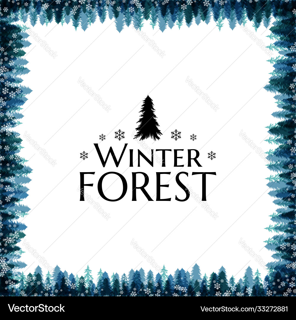 Winter snowy forest christmas tree decoration Vector Image