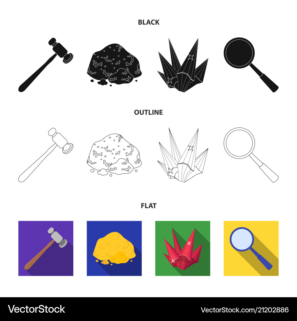 A jeweler hammer magnifier copper ore Royalty Free Vector