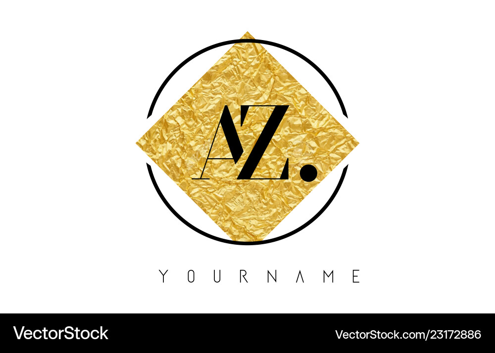 Az letter logo with golden foil texture Royalty Free Vector