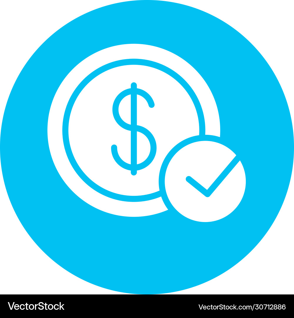 Coin dollar with check symbol block style Vector Image