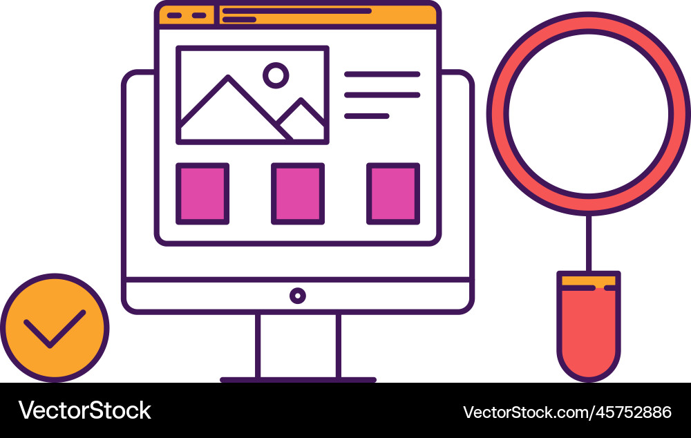 Data analysis and seo monitoring flat icon Vector Image