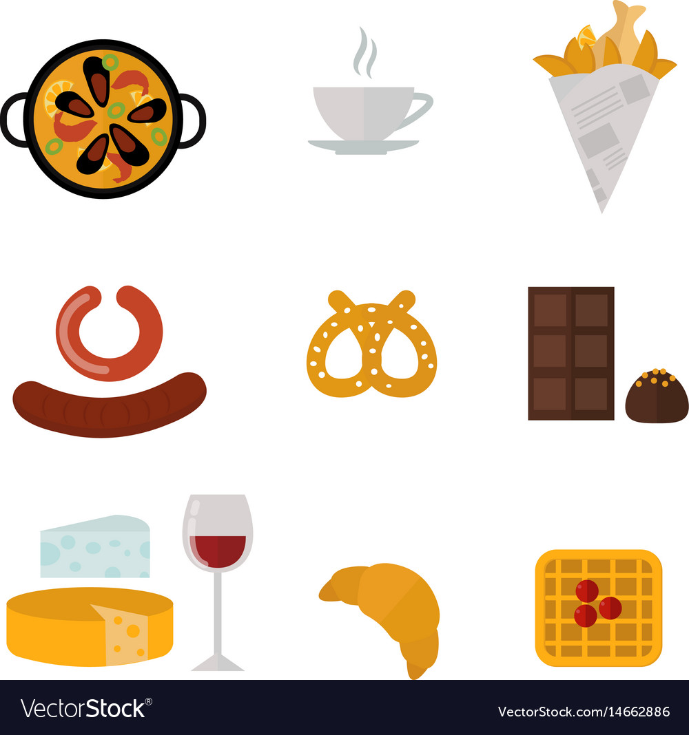 European tasty food cuisine dinner showing Vector Image