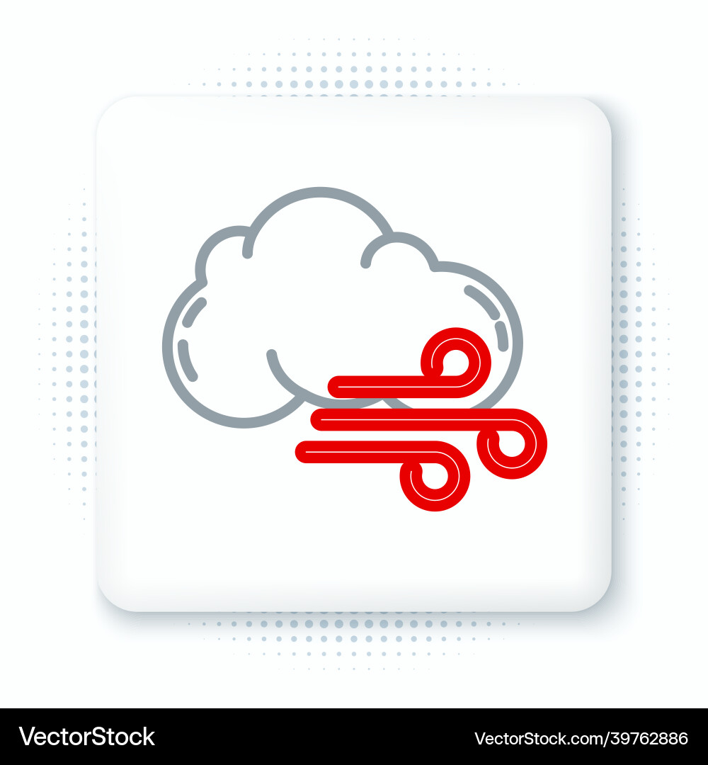 Line windy weather icon isolated on white Vector Image