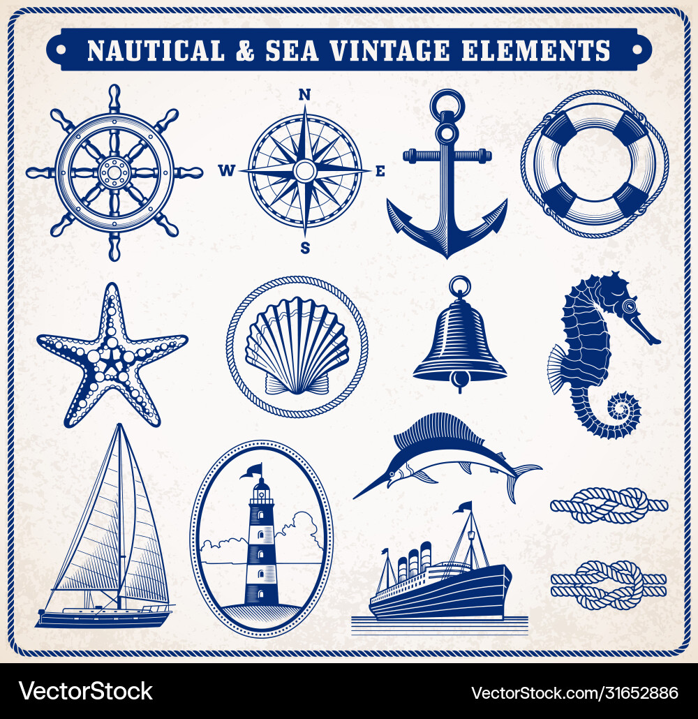 Nautical and sea vintage Royalty Free Vector Image