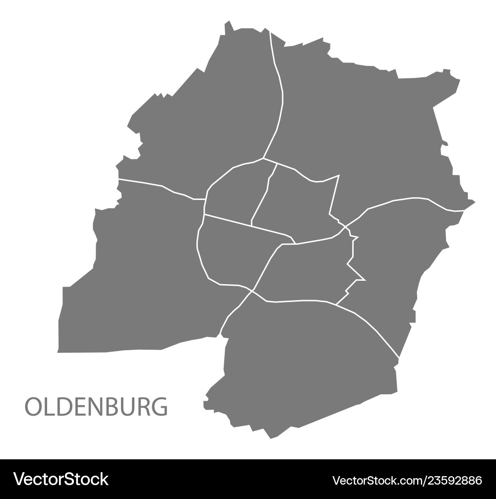Oldenburg city map with boroughs grey silhouette Vector Image