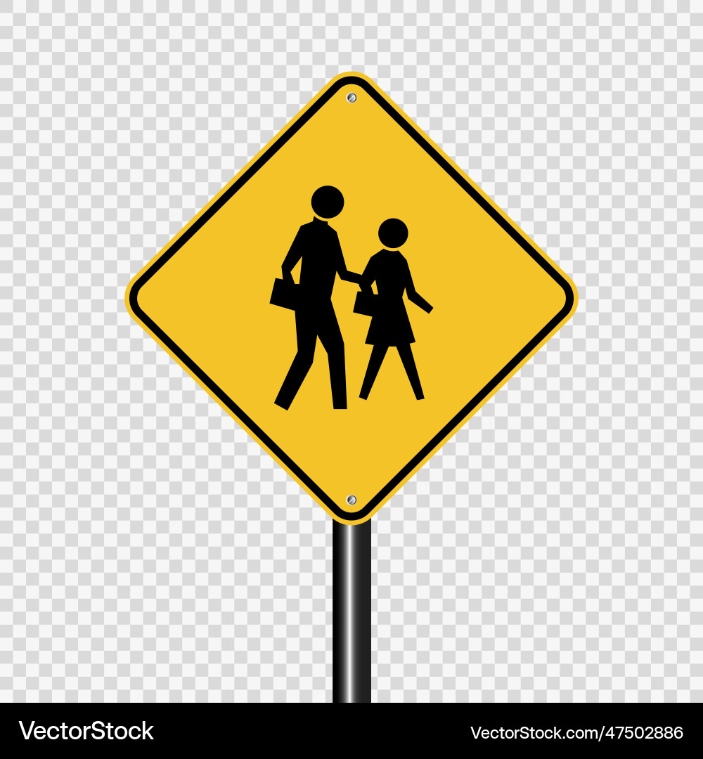 School crossing sign on transparent background Vector Image