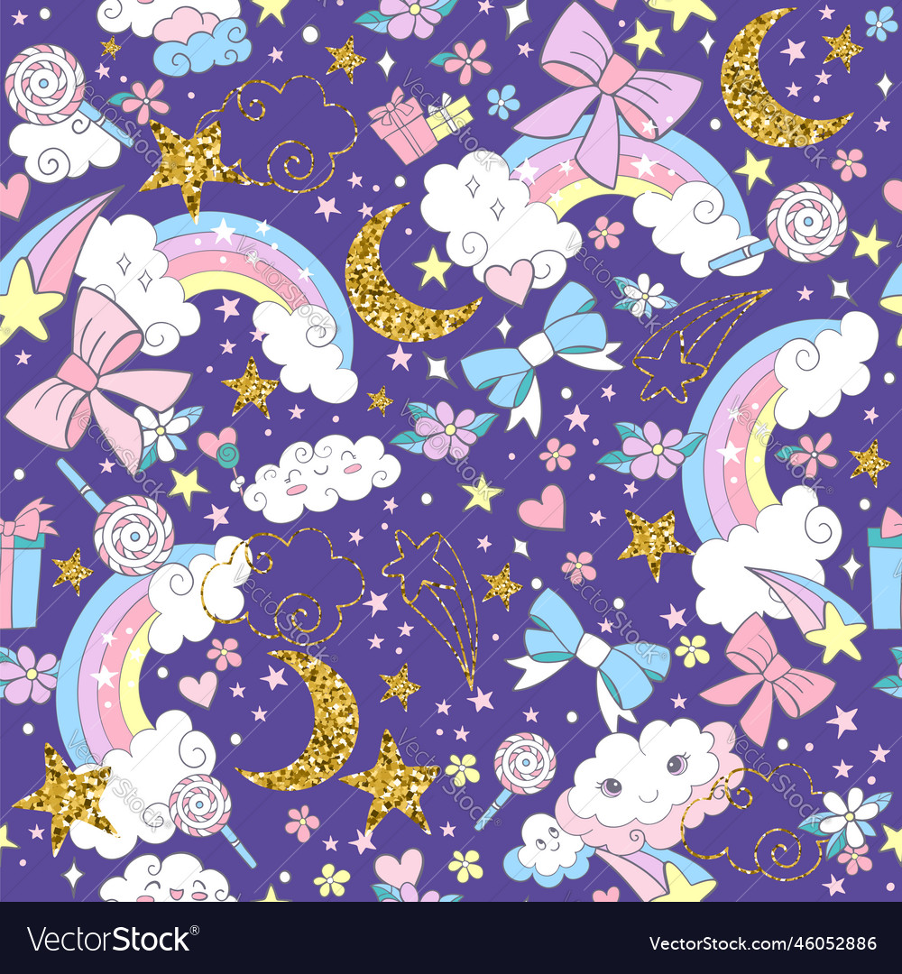 Seamless magic pattern blue background Royalty Free Vector