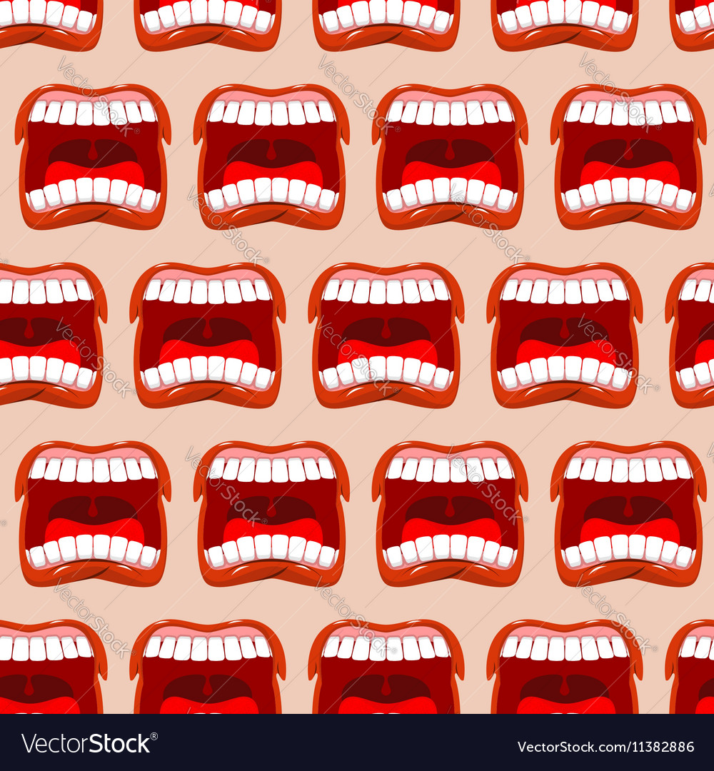 Yells lips seamless pattern cry background Vector Image