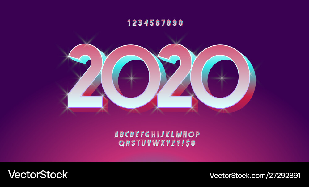 2020 christmas font 3d bold style Royalty Free Vector Image