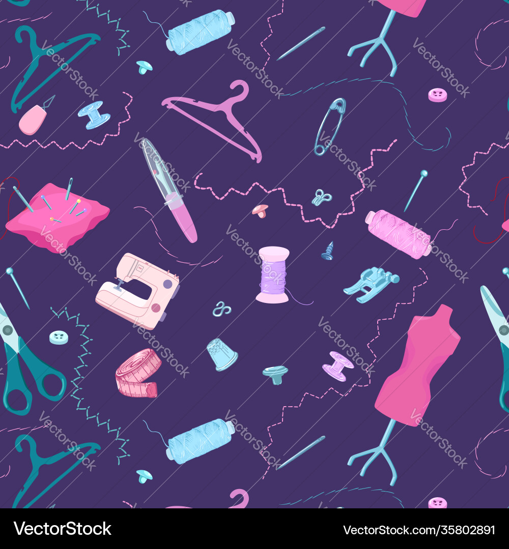 Bright tailoring elements pattern Royalty Free Vector Image