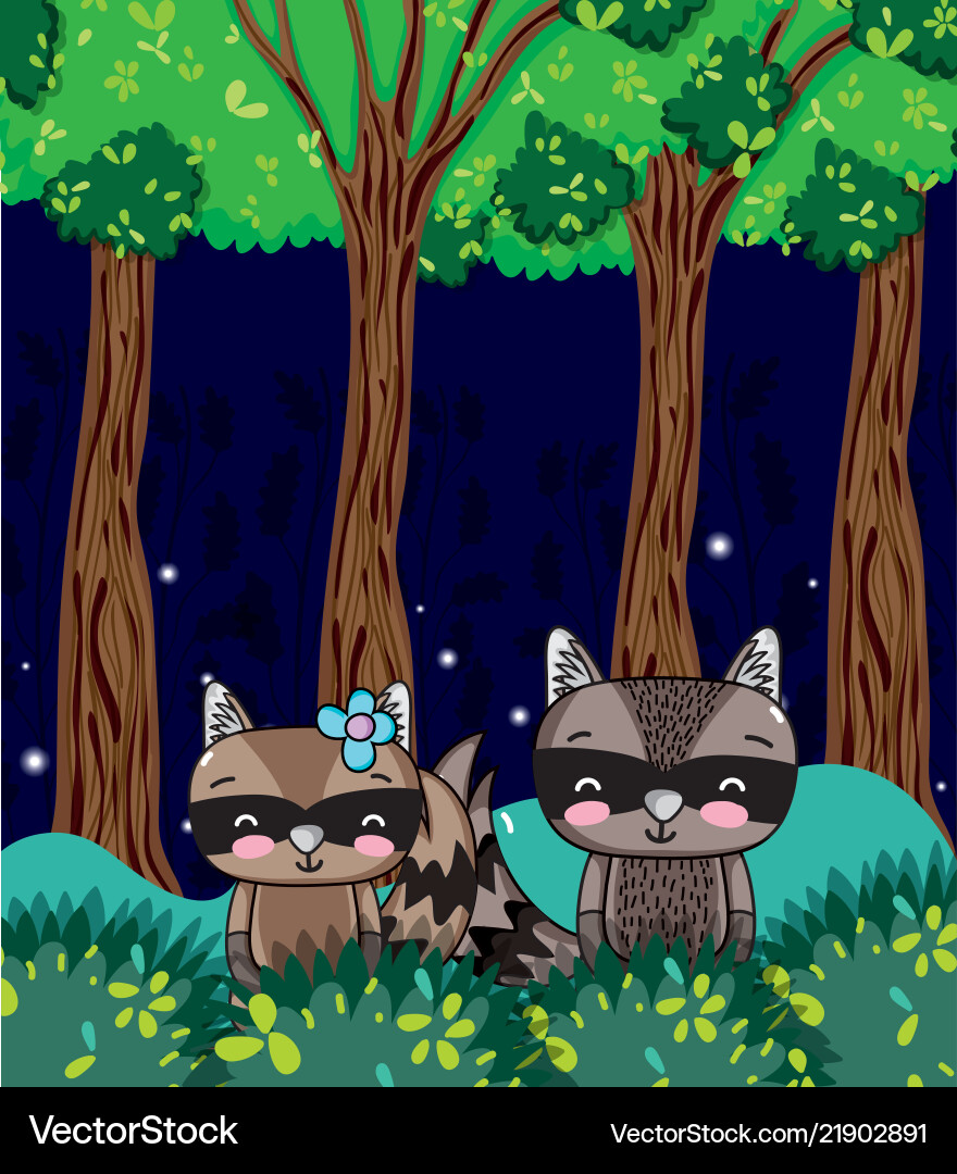 Cute raccoons cartoons Royalty Free Vector Image