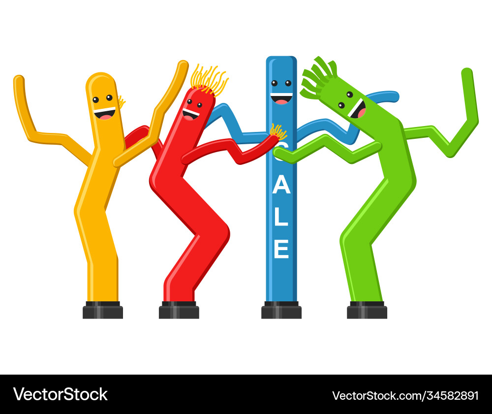 Dancing inflatable tube man set in flat style Vector Image