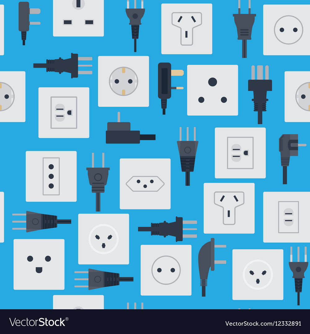 Electrical outlets plugs seamless pattern Vector Image