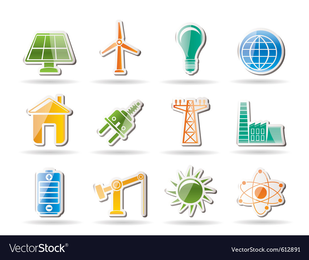 Energy and electricity objects Royalty Free Vector Image Energy and electricity objects Royalty Free Vector Image